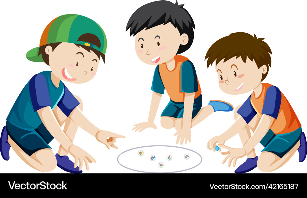 Children playing marbles on white background Vector Image