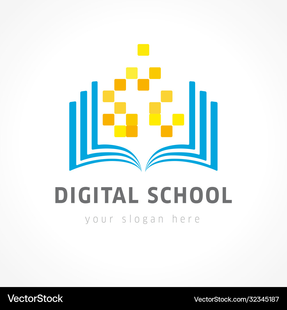 Digital school color logo Royalty Free Vector Image