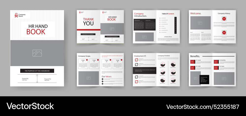 Hr employee handbook brochure template Royalty Free Vector