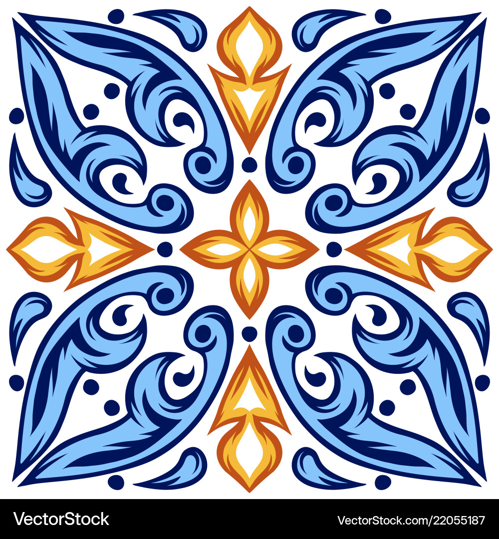 Italian ceramic tile pattern ethnic folk ornament Vector Image