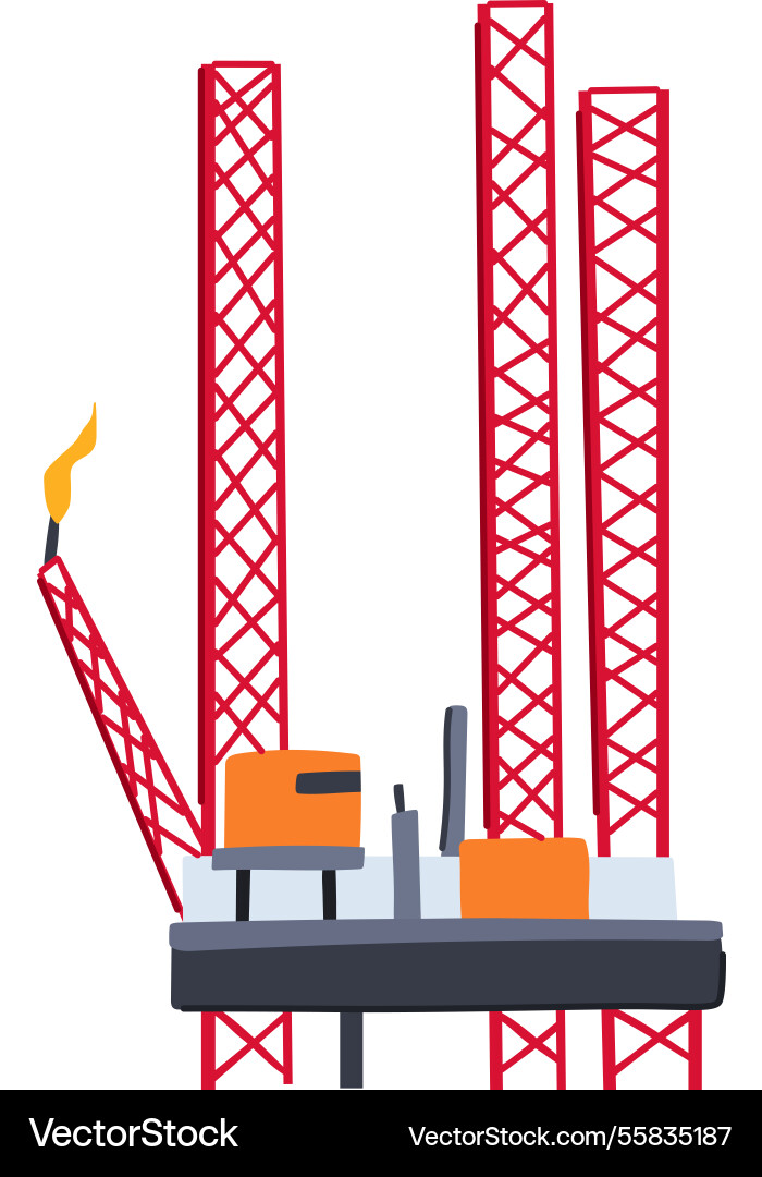 Offshore oil rig cartoon Royalty Free Vector Image