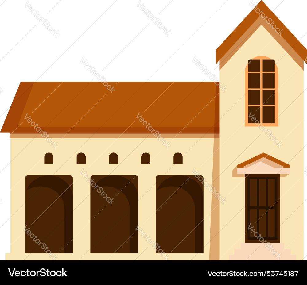 Old european building with arches and steeple Vector Image