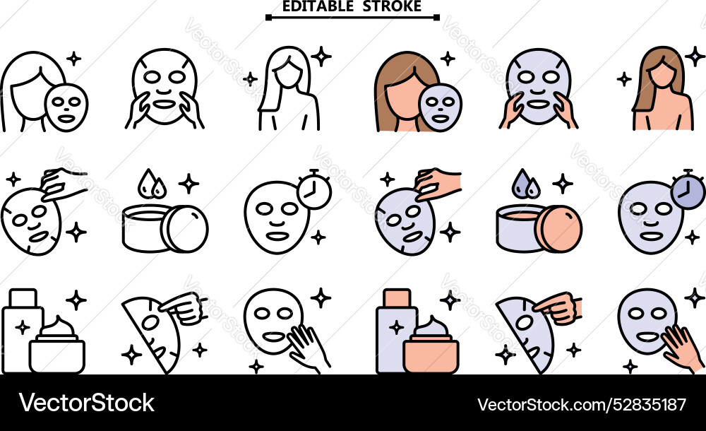 Skin care icons set editable Royalty Free Vector Image