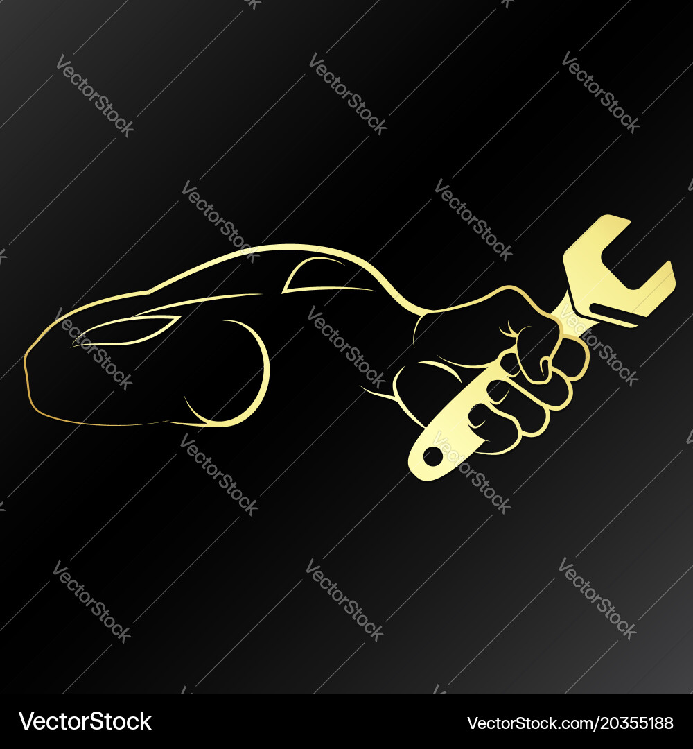 Auto repair symbol golden Royalty Free Vector Image