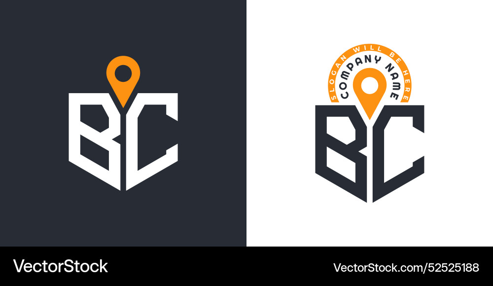 Bc location logo bundle letter dual icons Vector Image