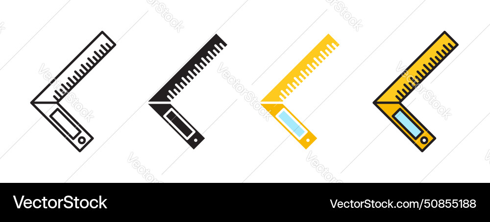 Carpenter ruler icon set measure instrument tool Vector Image