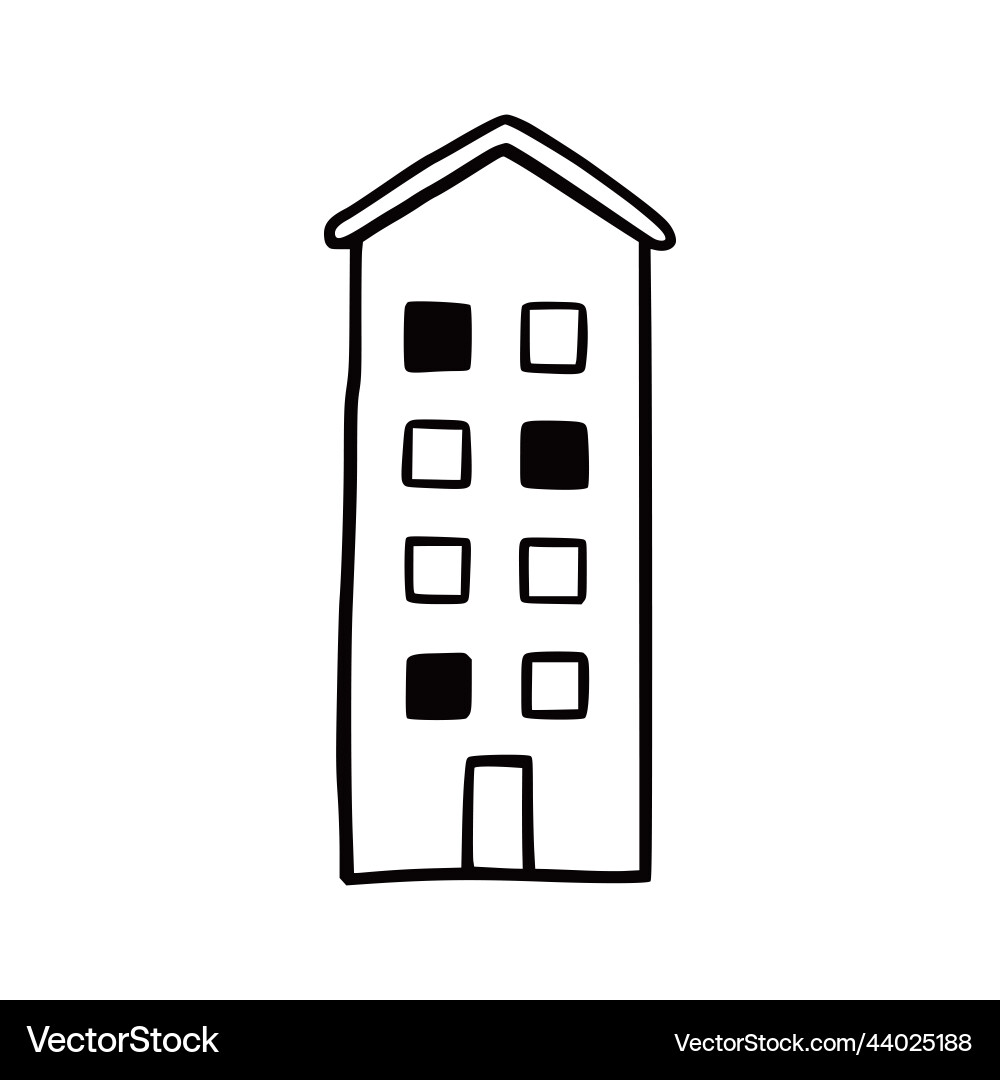 Doodle building hand drawn sketch Royalty Free Vector Image