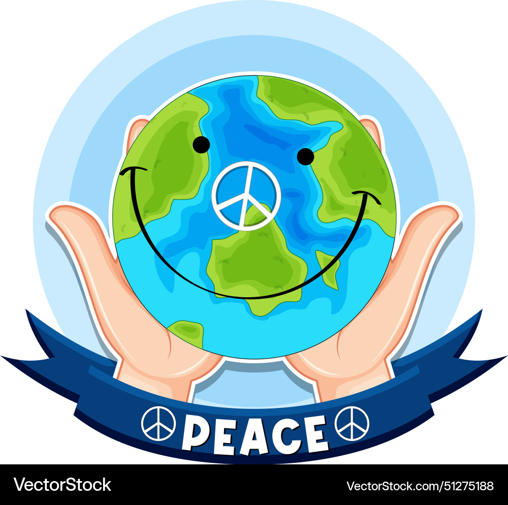 Earth with peace symbol held by hands Royalty Free Vector