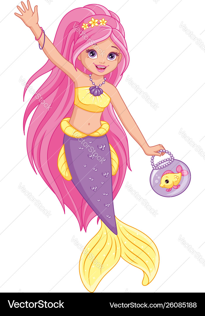 Mermaid with fish Royalty Free Vector Image - VectorStock