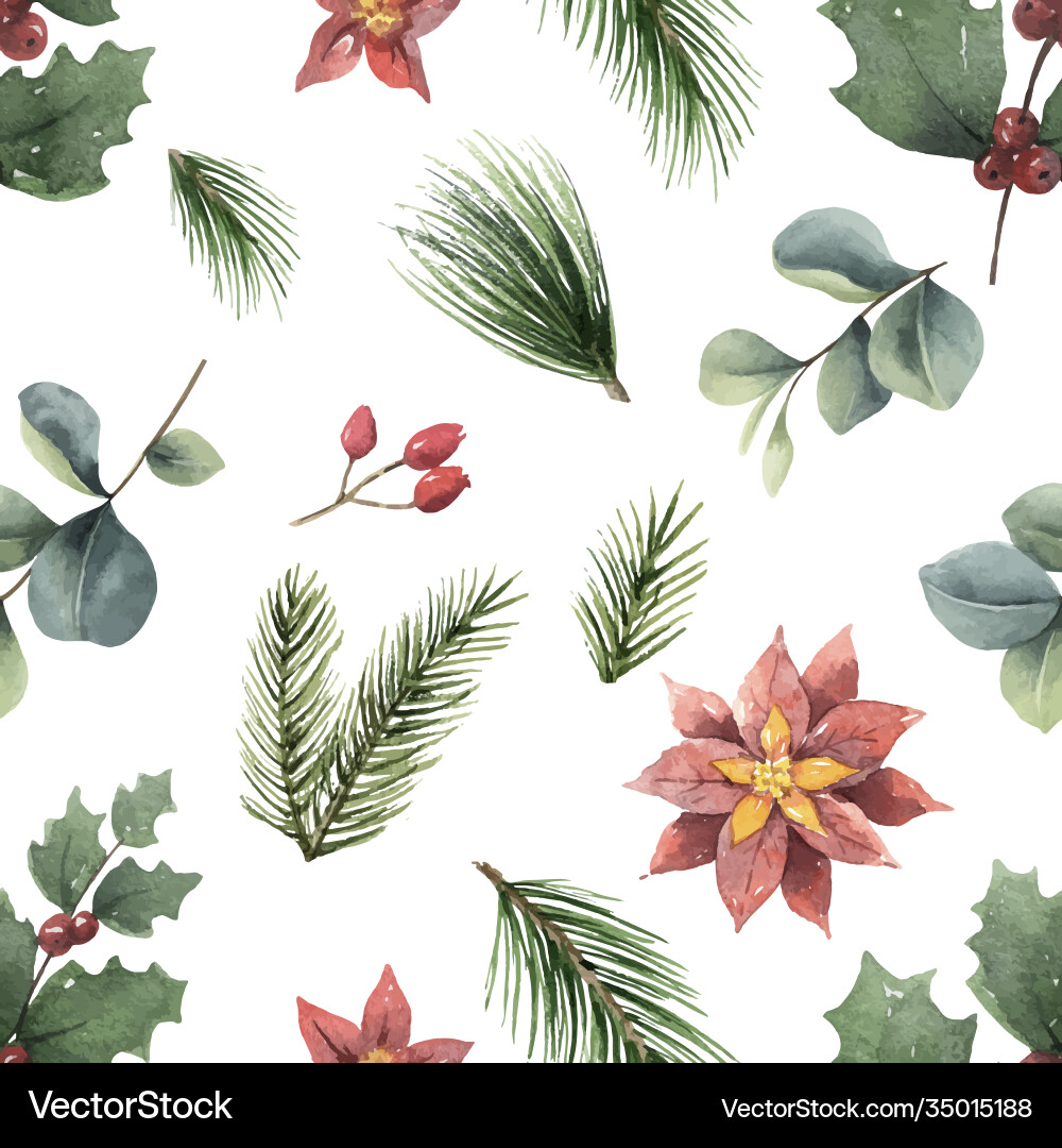 Watercolor christmas seamless pattern Royalty Free Vector