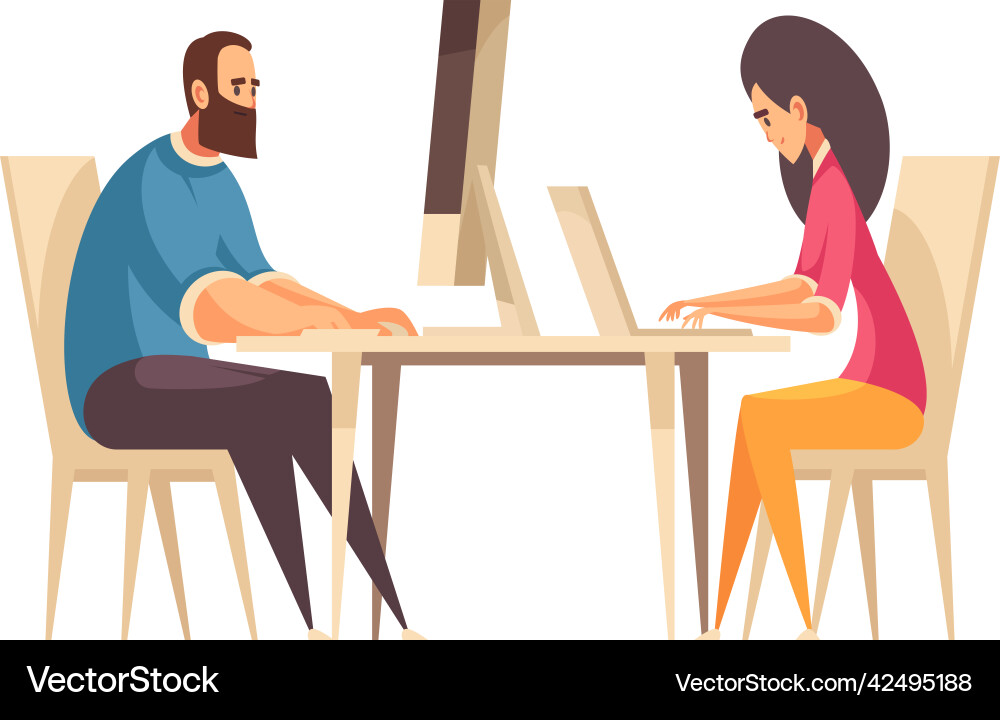 Working in pair composition Royalty Free Vector Image