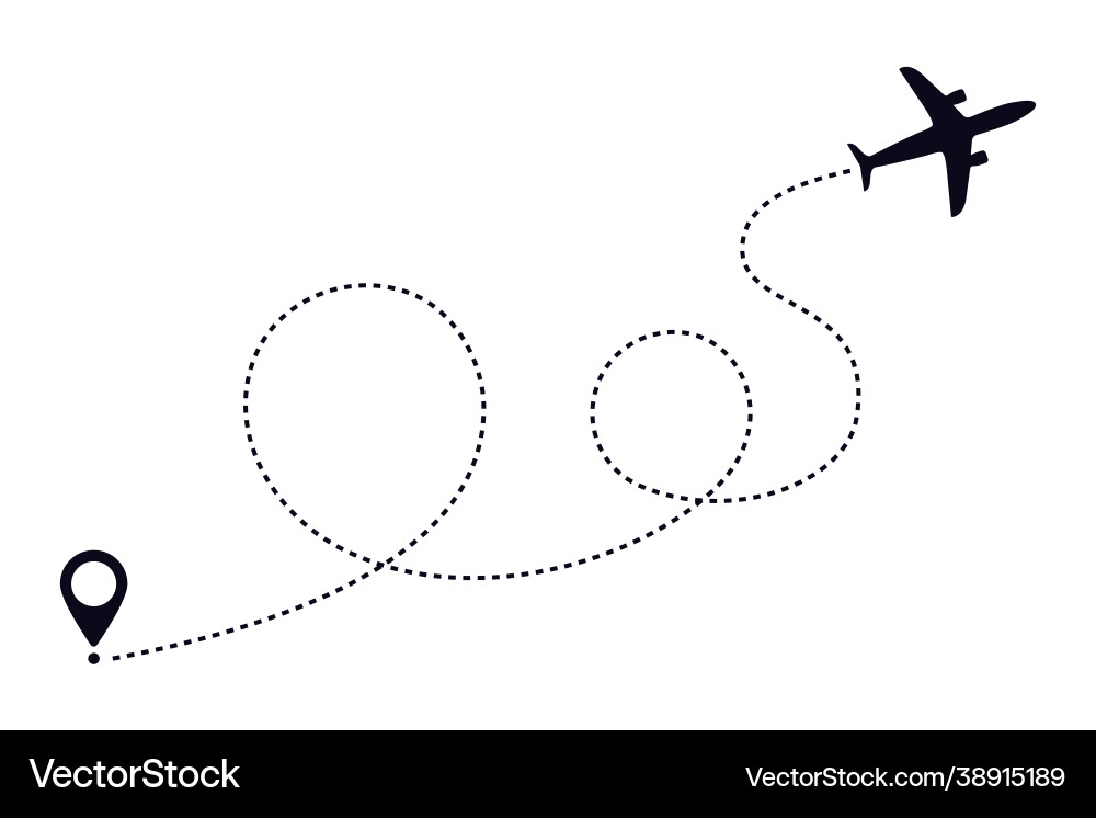 Airplane Flight Route Path Royalty Free Vector Image