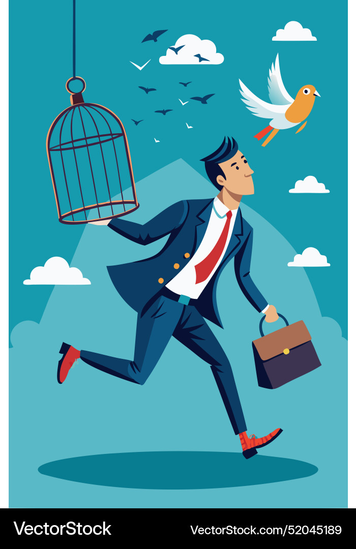 Businessman breaking free from routine Royalty Free Vector