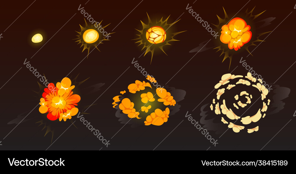 Cartoon bomb explosion storyboard animation Vector Image