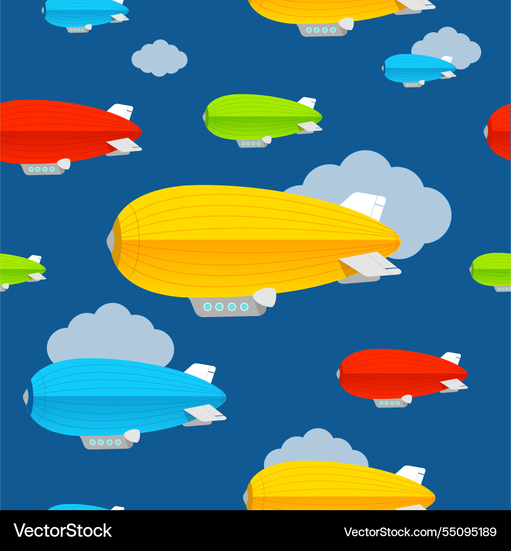 Cartoon color dirigible seamless pattern Vector Image