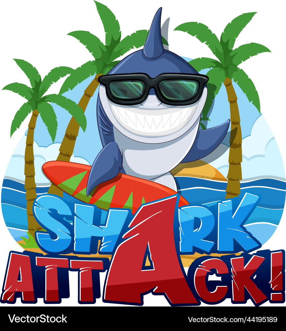 Font design for words shark attack Royalty Free Vector Image