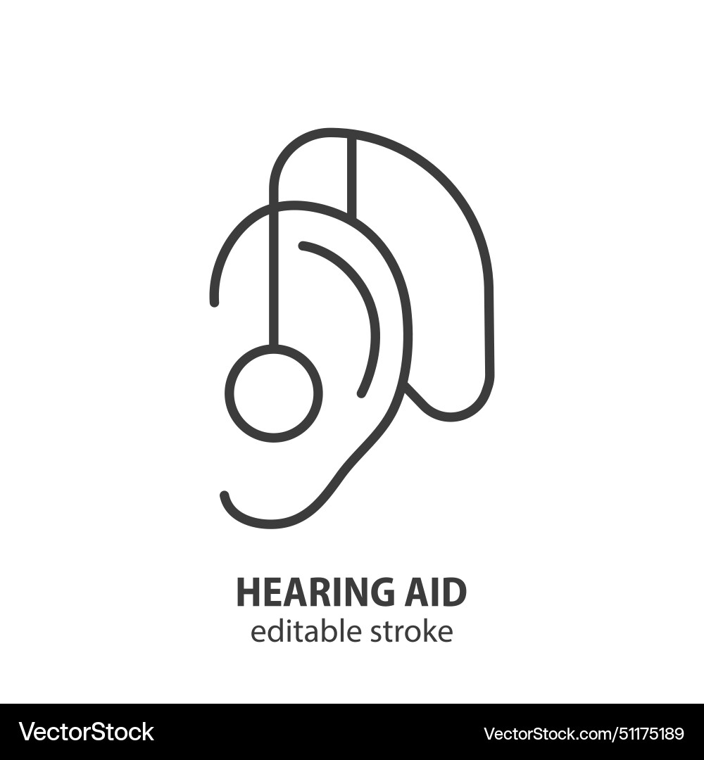Hearing aid line icon ear symbol editable Vector Image