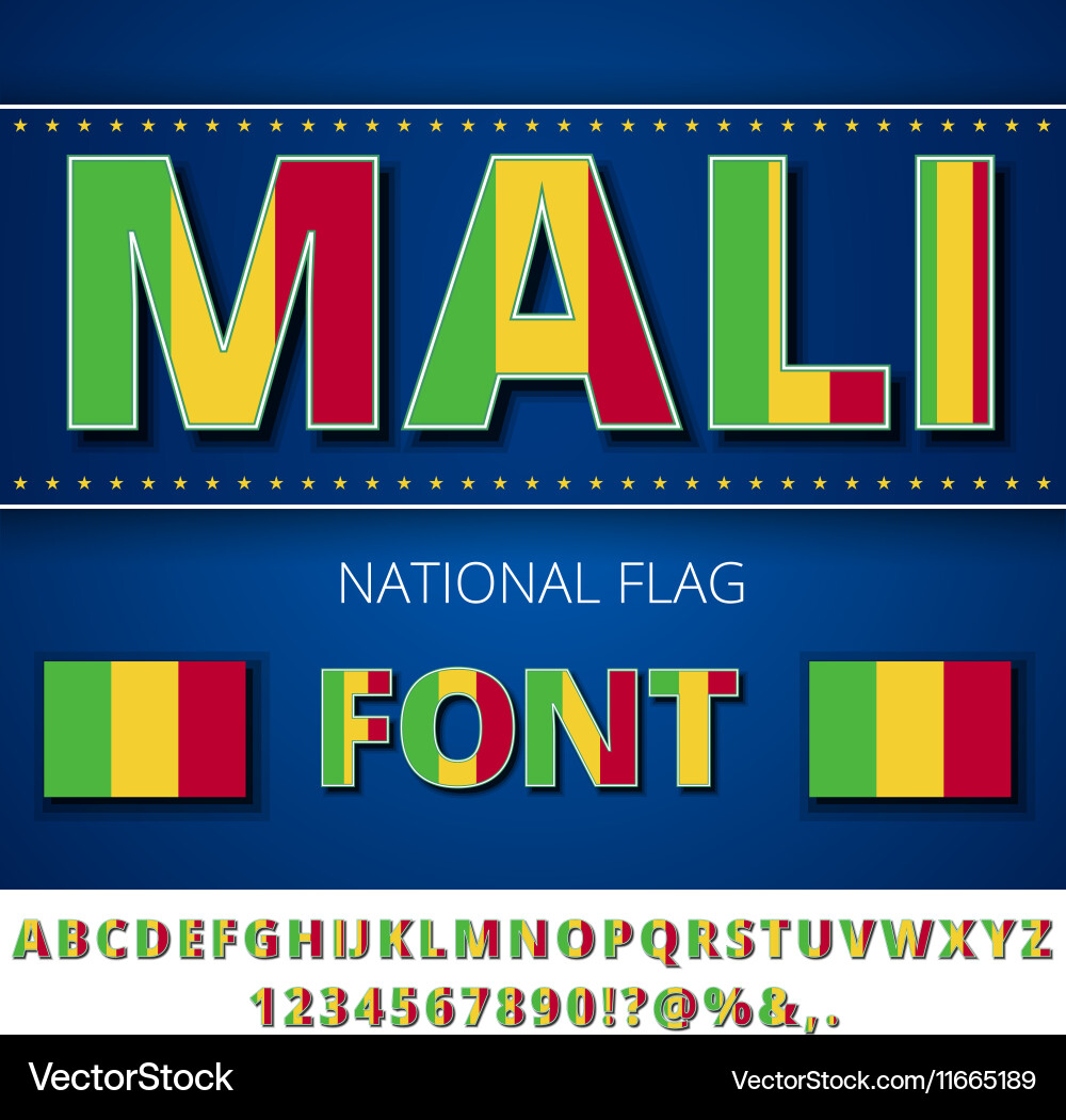Mali flag font Royalty Free Vector Image - VectorStock