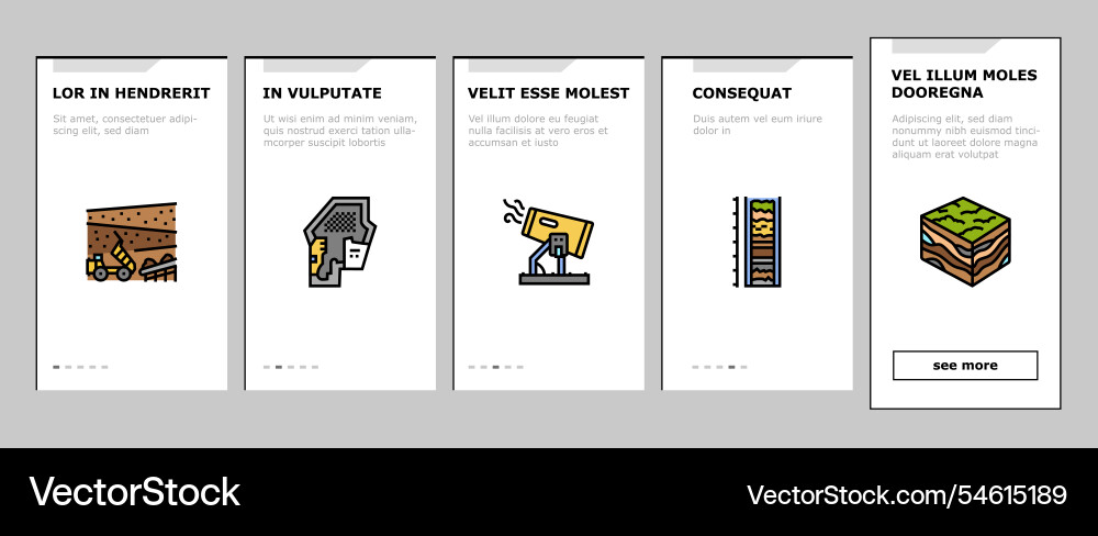 Mining engineer geology onboarding icons set Vector Image