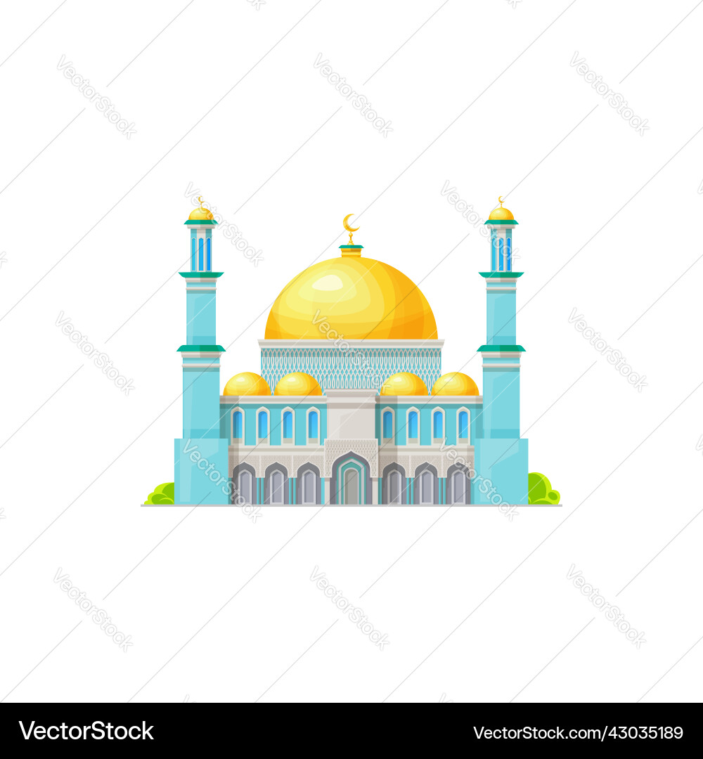 Muslim mosque building islam religion Royalty Free Vector