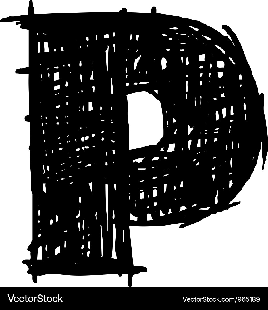 P - hand drawn character sketch font Royalty Free Vector