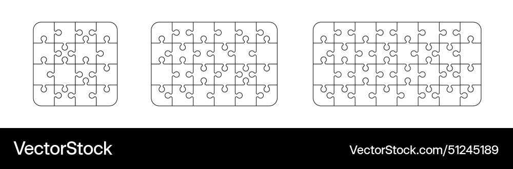 Puzzle 16 24 and 32 pieces game template set Vector Image