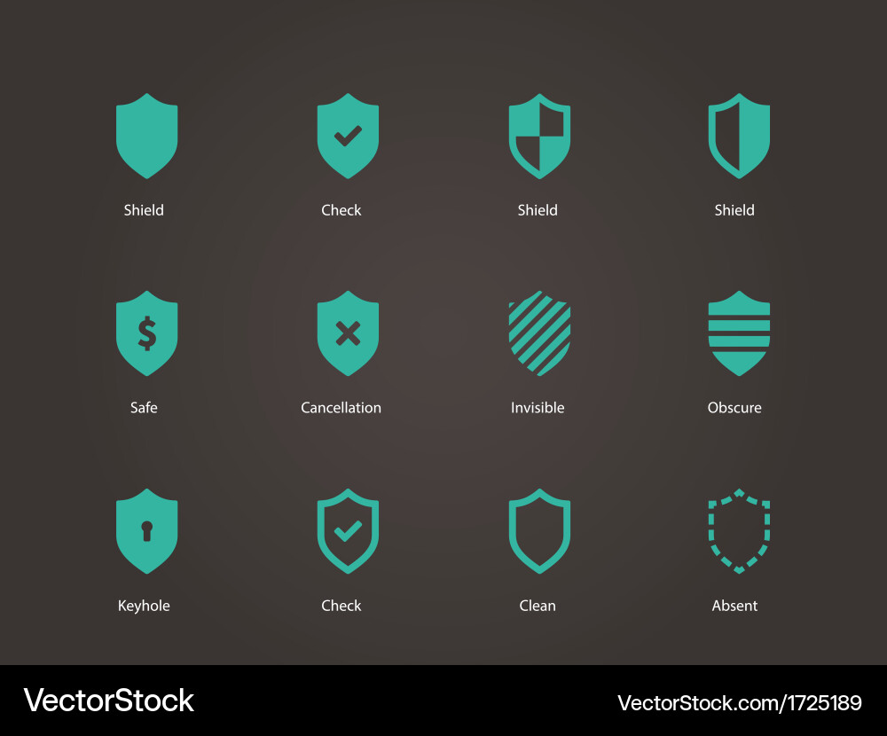 Shield Icon Set Royalty Free Vector Image - VectorStock