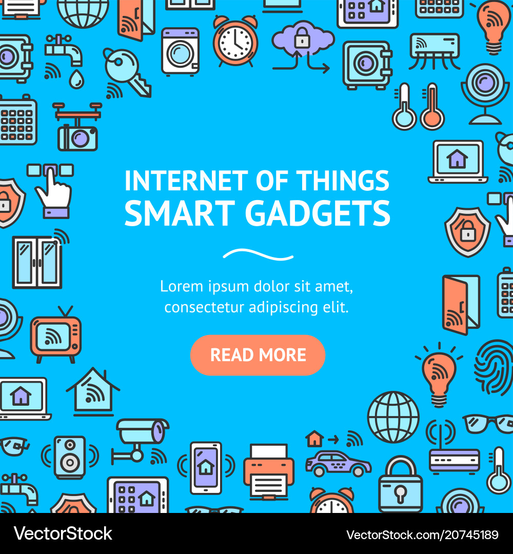 Smart home signs design round template line Vector Image