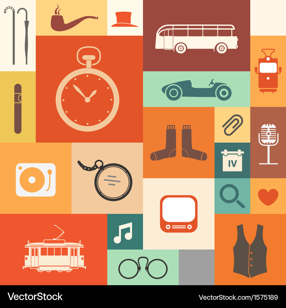 Vintage style squares with icons Royalty Free Vector Image