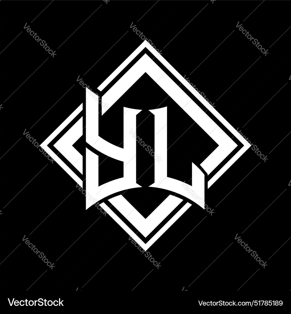 Yl letter logo abstract shield shape with square Vector Image