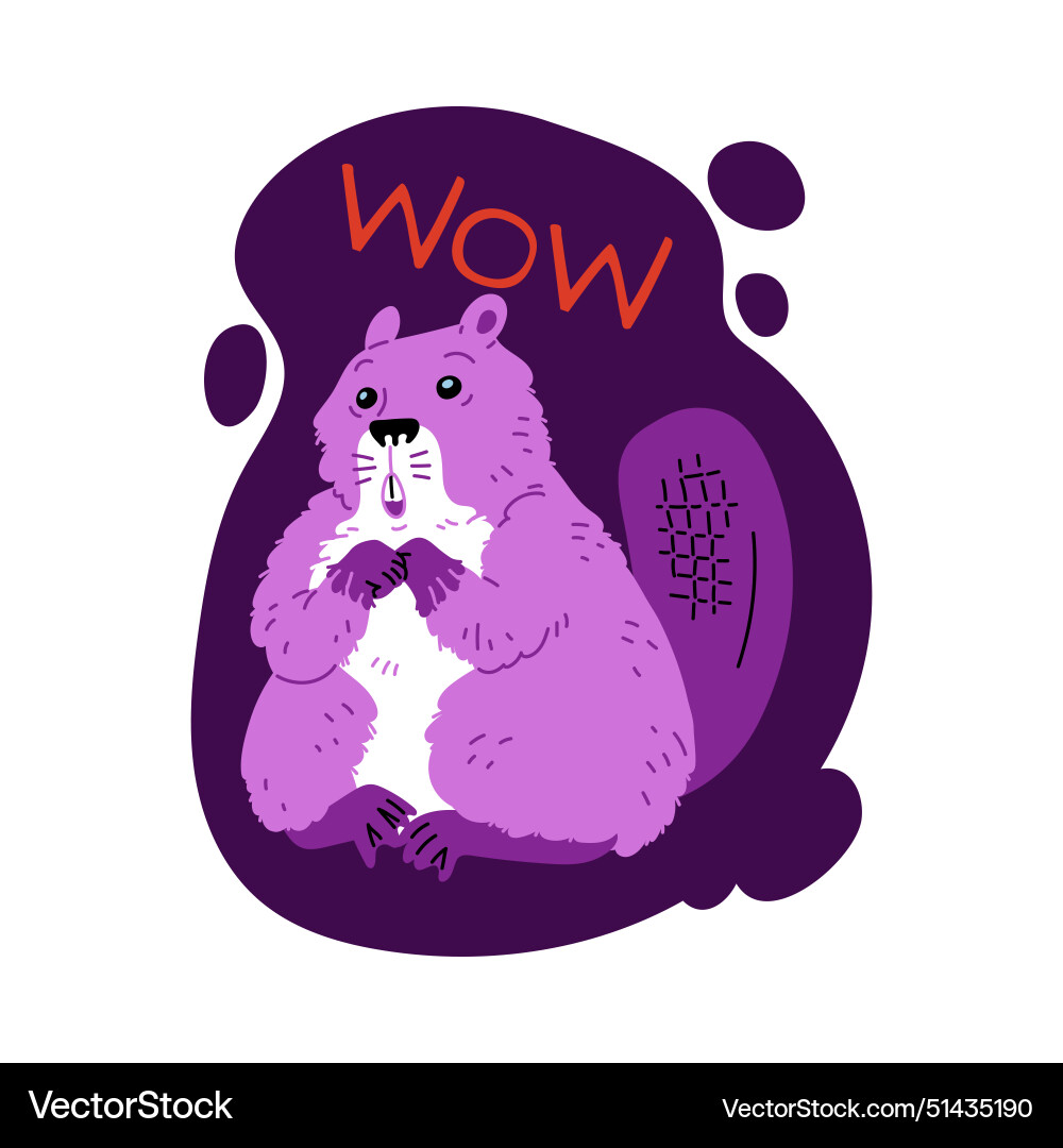 A surprised cute beaver Royalty Free Vector Image