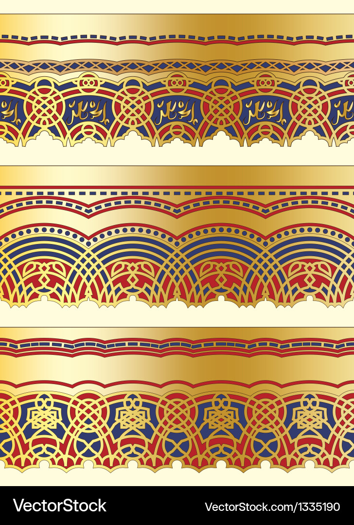 Arabic seamless borders Royalty Free Vector Image