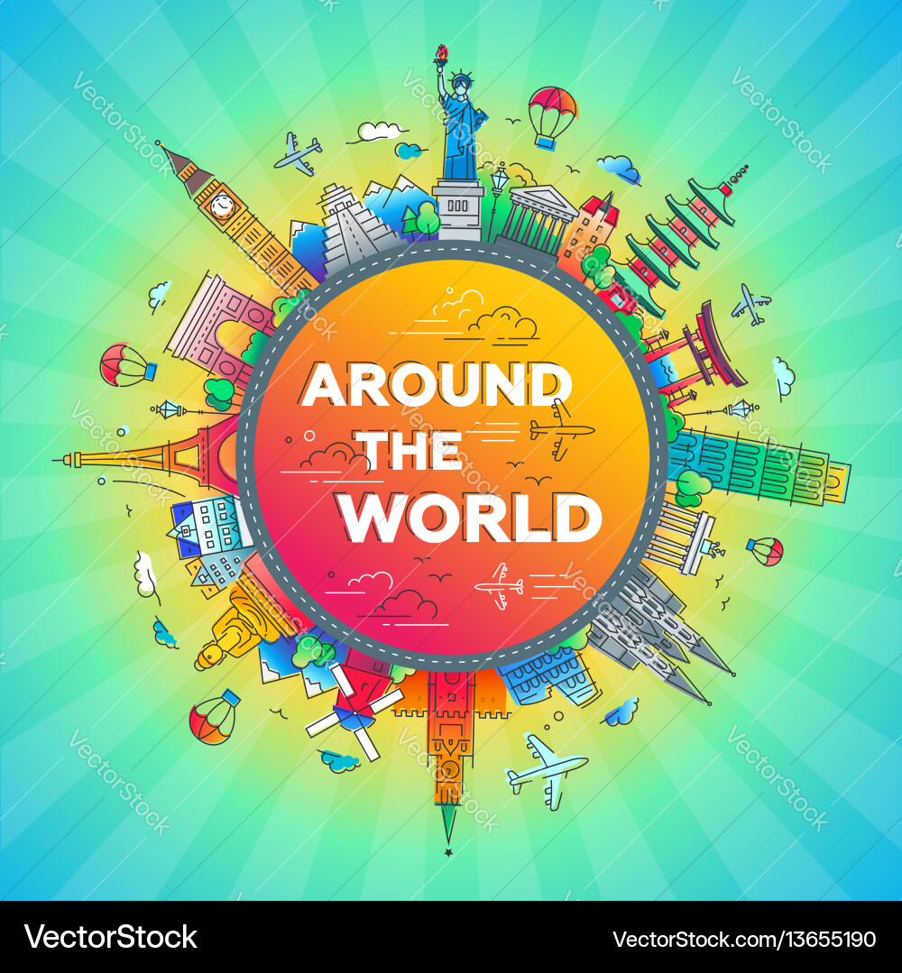 Around the world - flat design travel composition Vector Image