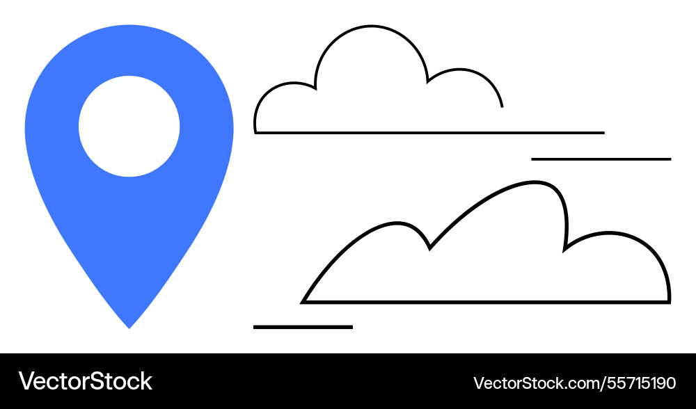 Blue location marker with abstract clouds Vector Image