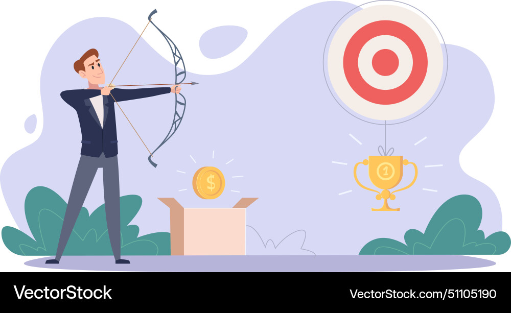 Business goal setting active characters Royalty Free Vector