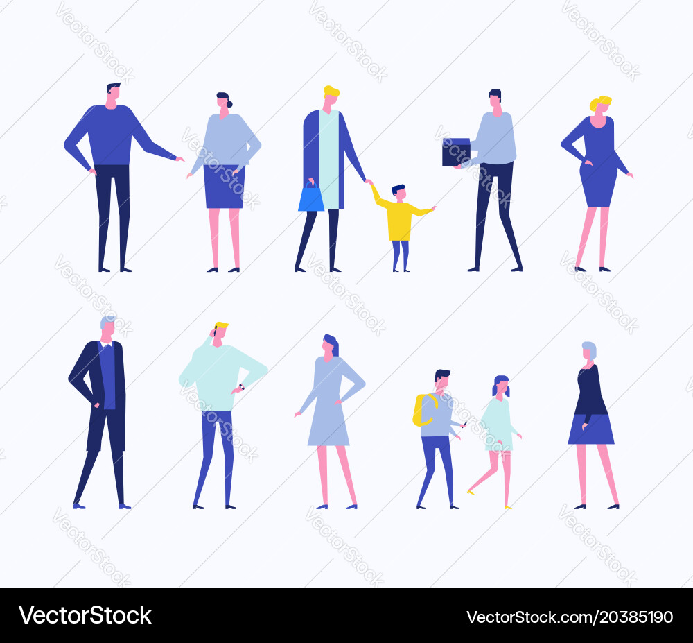 Children and adults - flat design style set Vector Image