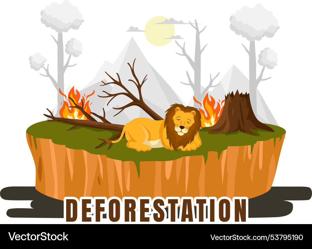 Deforestation featuring a felled forest with Vector Image