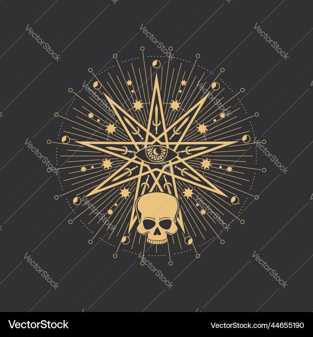 Esoteric Star & Skull Pentagram Royalty Free Vector