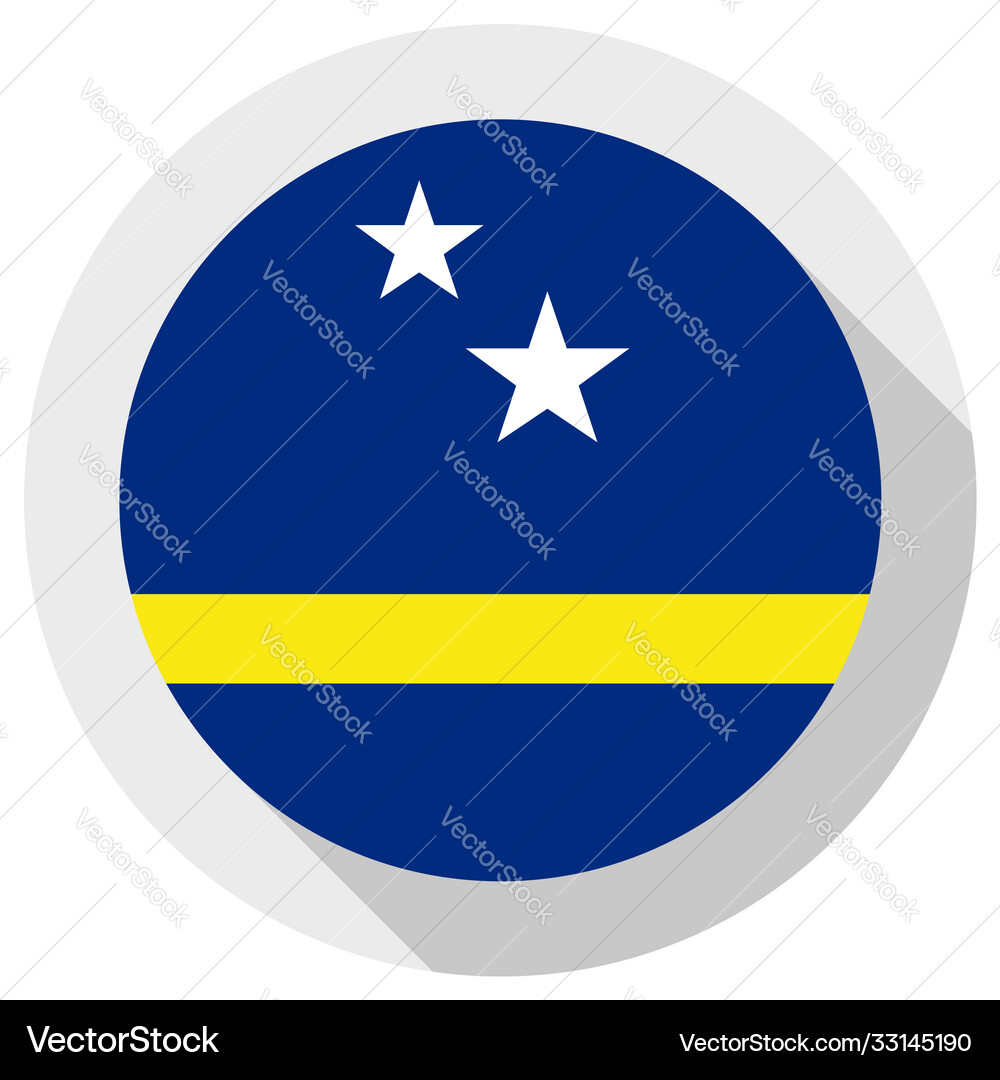 Flag curacao round shape icon on white Royalty Free Vector