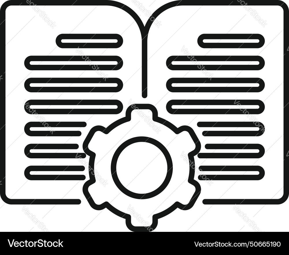 Gear book touch icon outline overview Royalty Free Vector