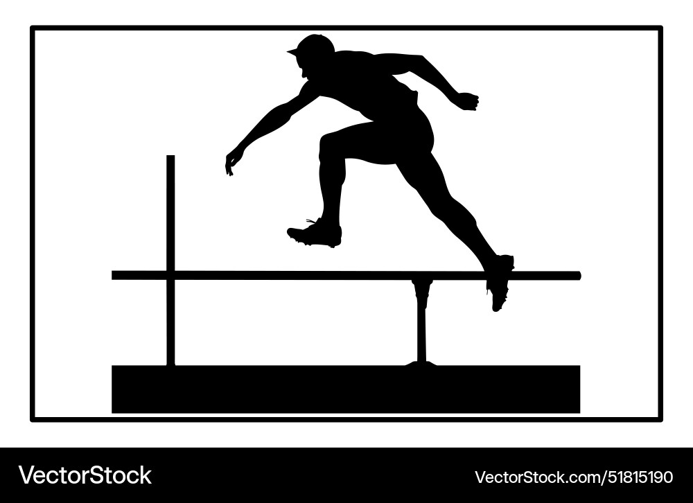 Hurdler silhouette on white background Royalty Free Vector