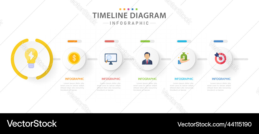 Infographic 5 steps timeline with circle topics Vector Image