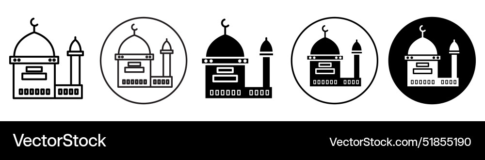Islamic mosque icon set collection for web Vector Image