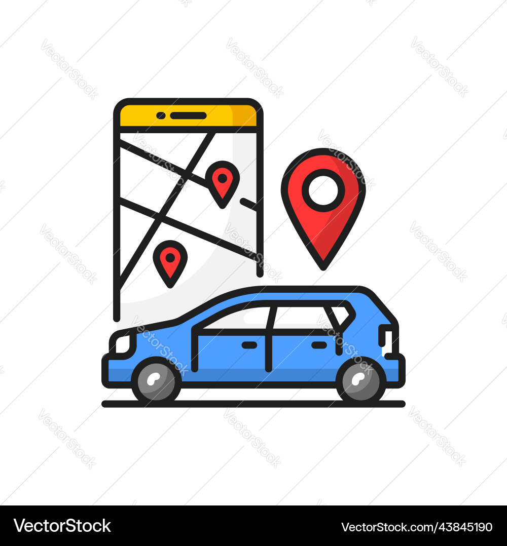 Mobile Gps Navigation Phone With Map Car Sharing Vector Image