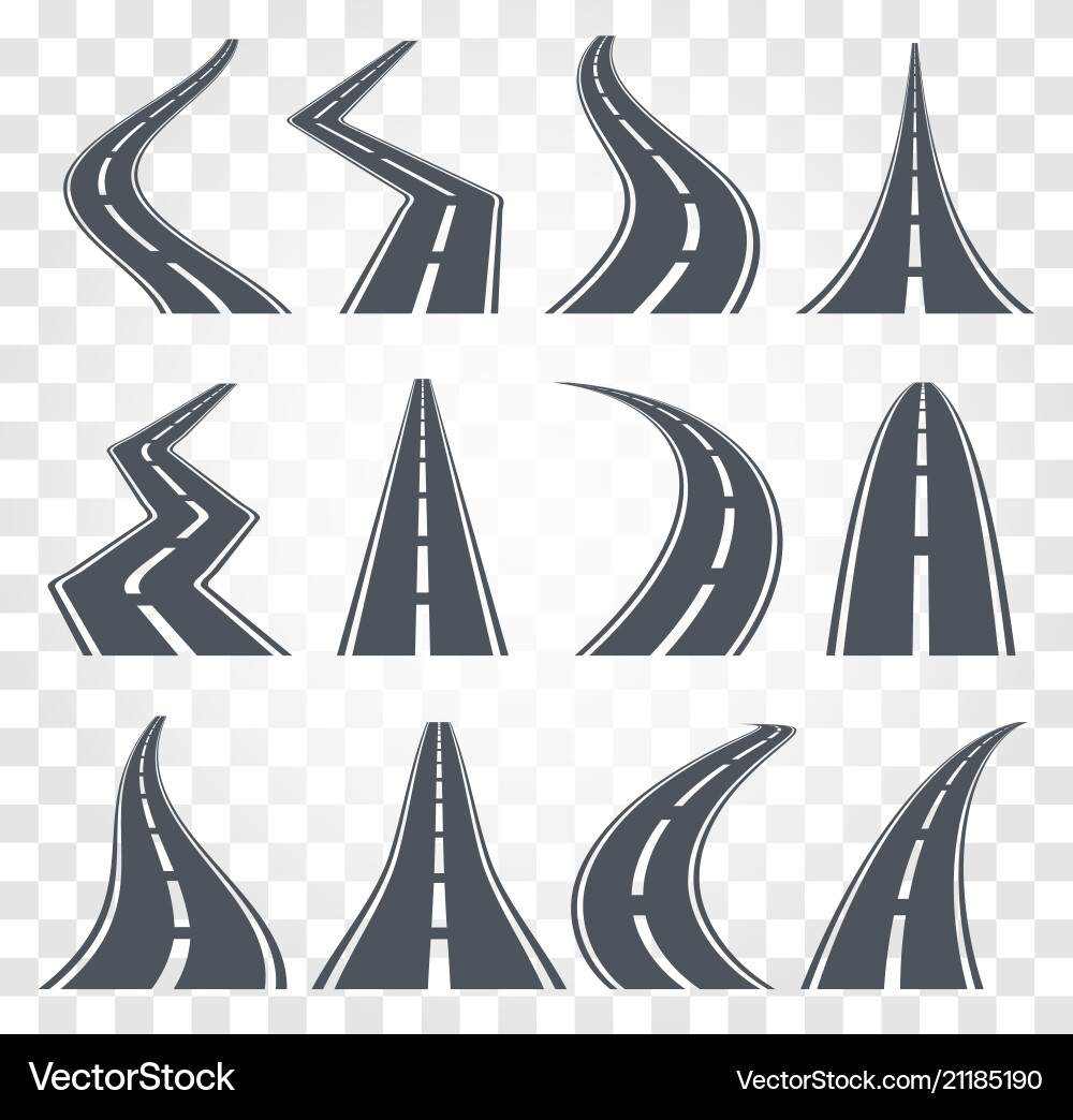 Roads set highway Royalty Free Vector Image - VectorStock