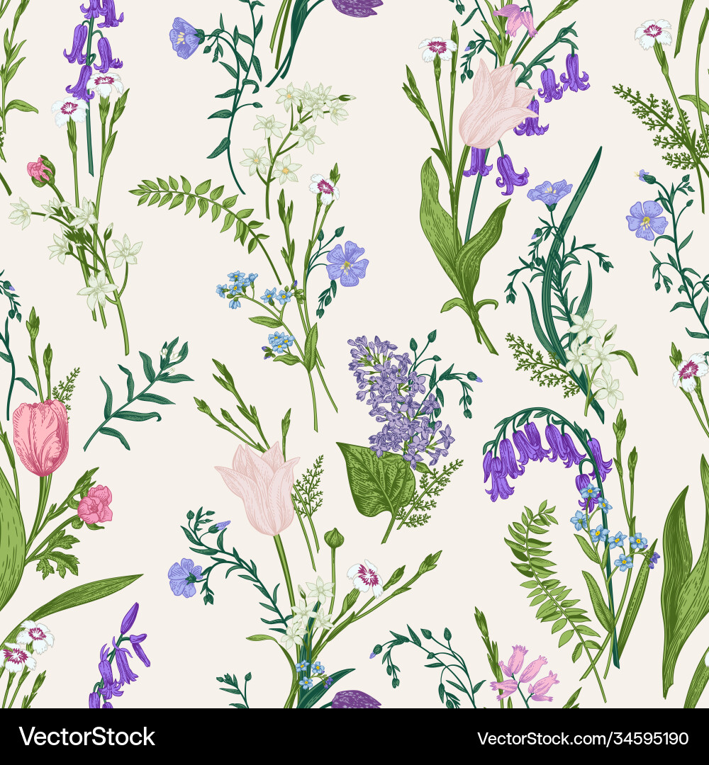 Seamless botanical pattern floral background Vector Image