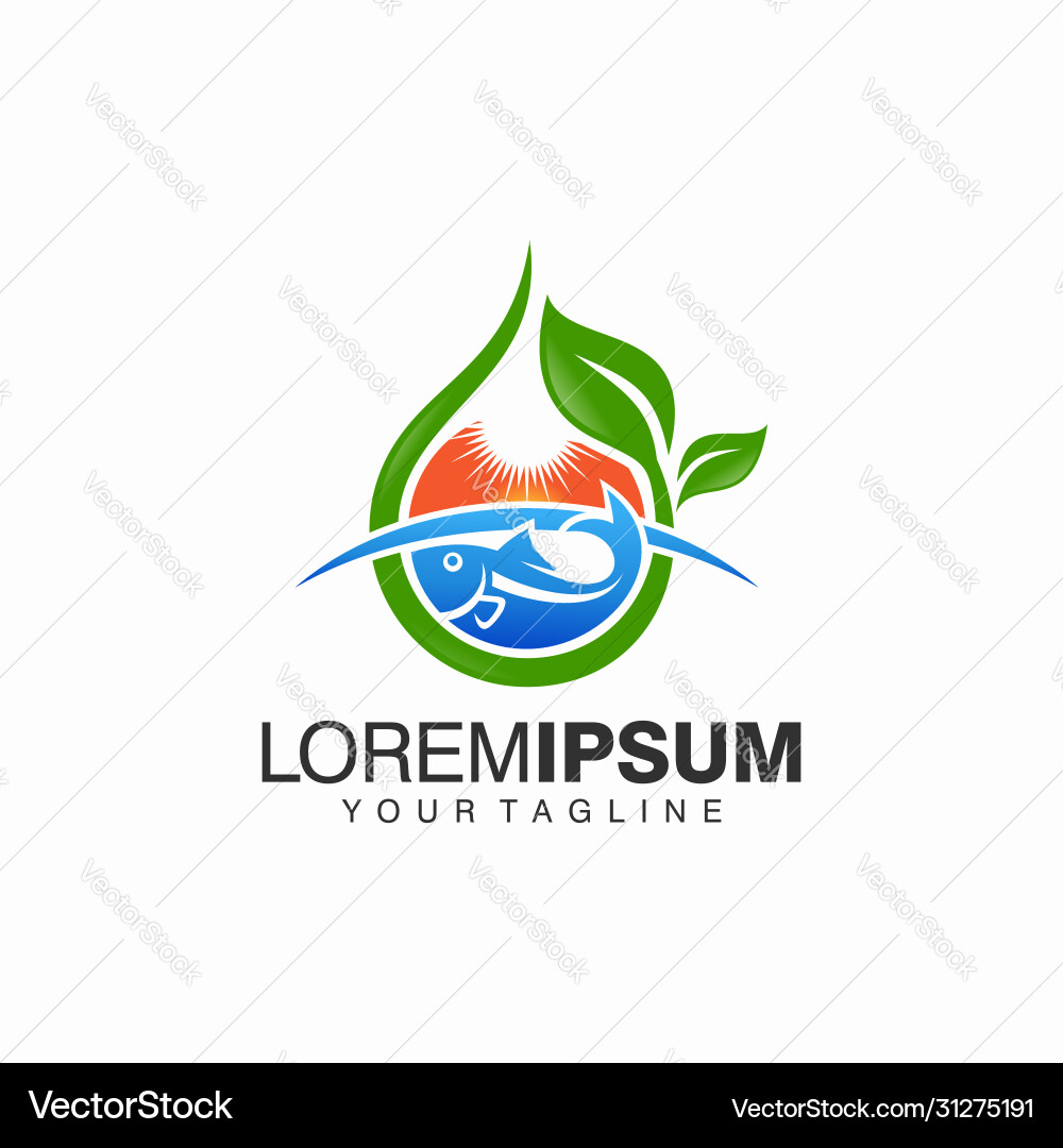 Aquaponics logo stock template Royalty Free Vector Image