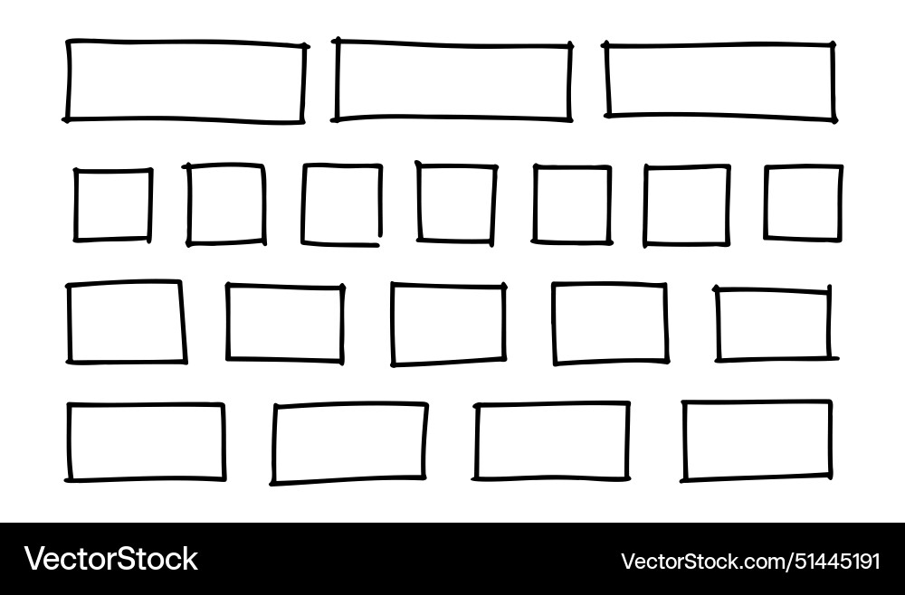 Free outline hand drawn squares rectangles Vector Image