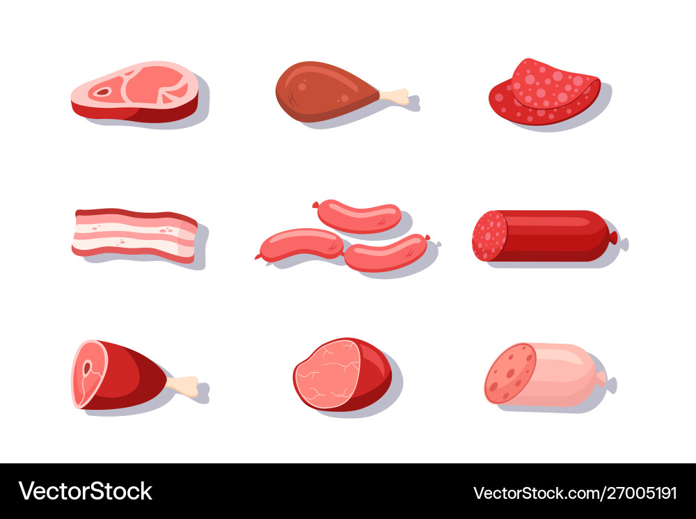 Fresh meat cartoon color set Royalty Free Vector Image