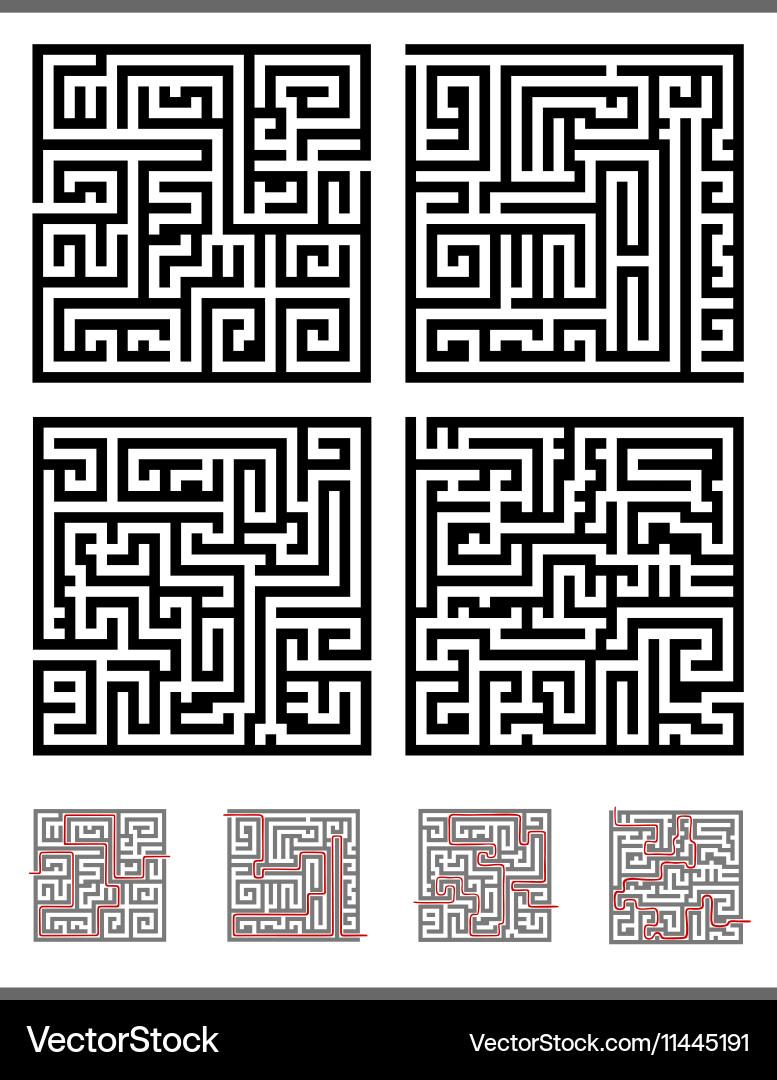 Maze game diagrams set Royalty Free Vector Image